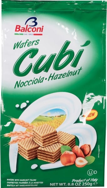 BALCONI WAFERS CUBI HAZELNUT 250GR