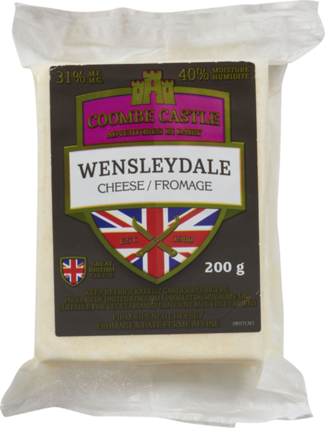 COOMBE CASTLE WENSLEYDALE PARCHMENT CHEESE WEDGE ENGLAND