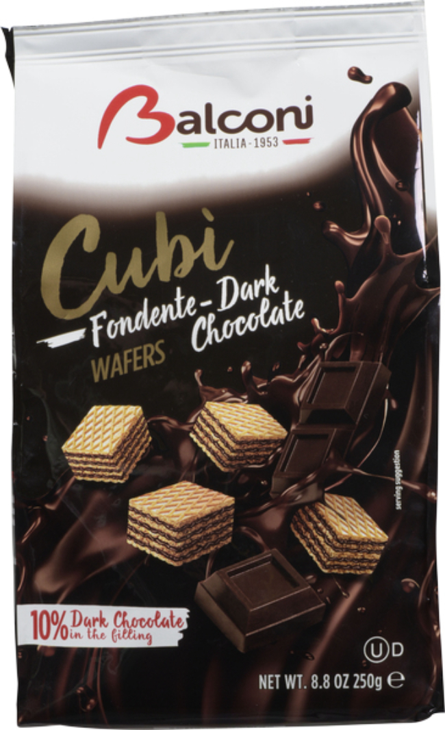 BALCONI WAFERS CUBI DARK CHOCOLATE 250GR