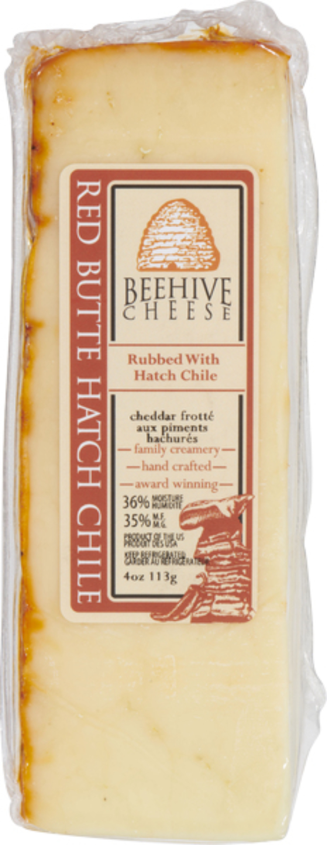 BEE RED BUTTE HATCH CHILE CHEDDAR RUBBEDRUBBED WITH HATCH CHILIES