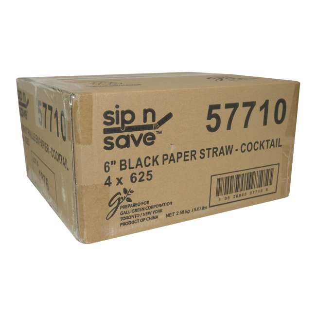 Galligreen Sip N Save 6'' Black Paper Straw - Cocktail (galligreen Sip ...