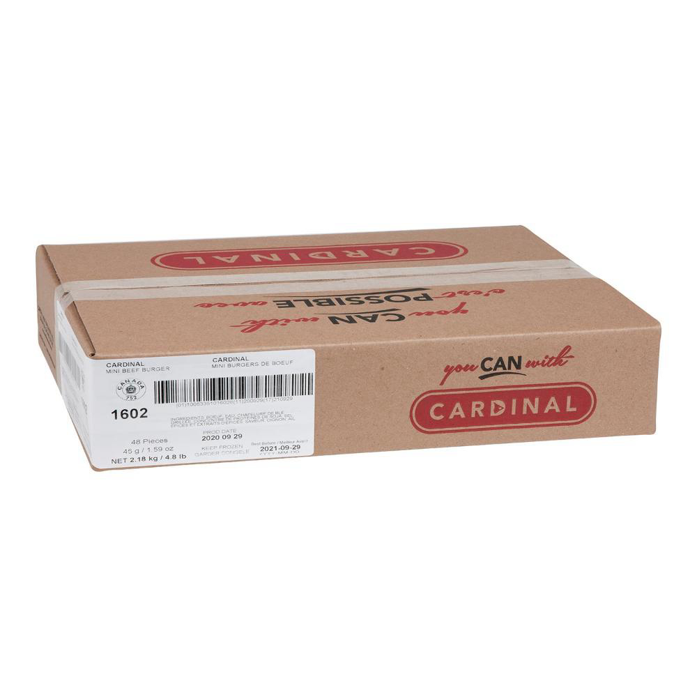Cardinal 1.6 oz Seasoned Mini Beef Burger | FoodServiceDirect