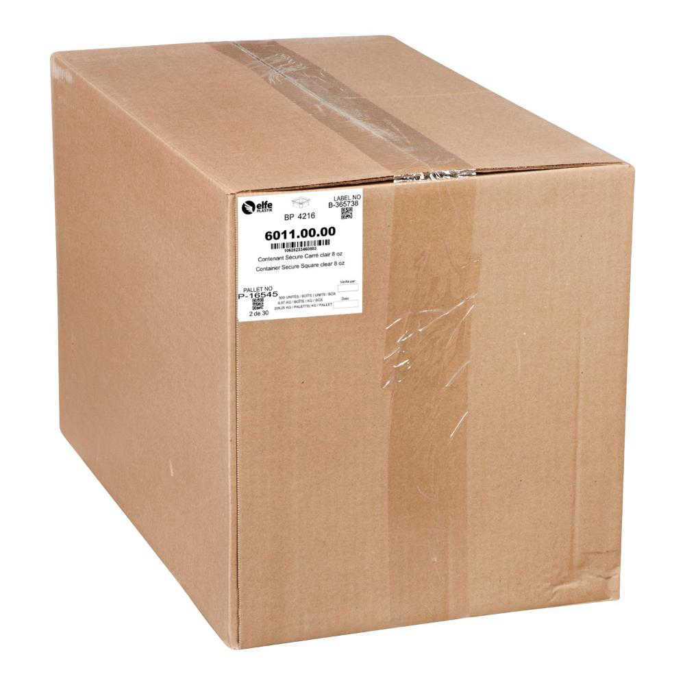 Elfe Plastik Container Deli Secure Pp Square Clear 8oz