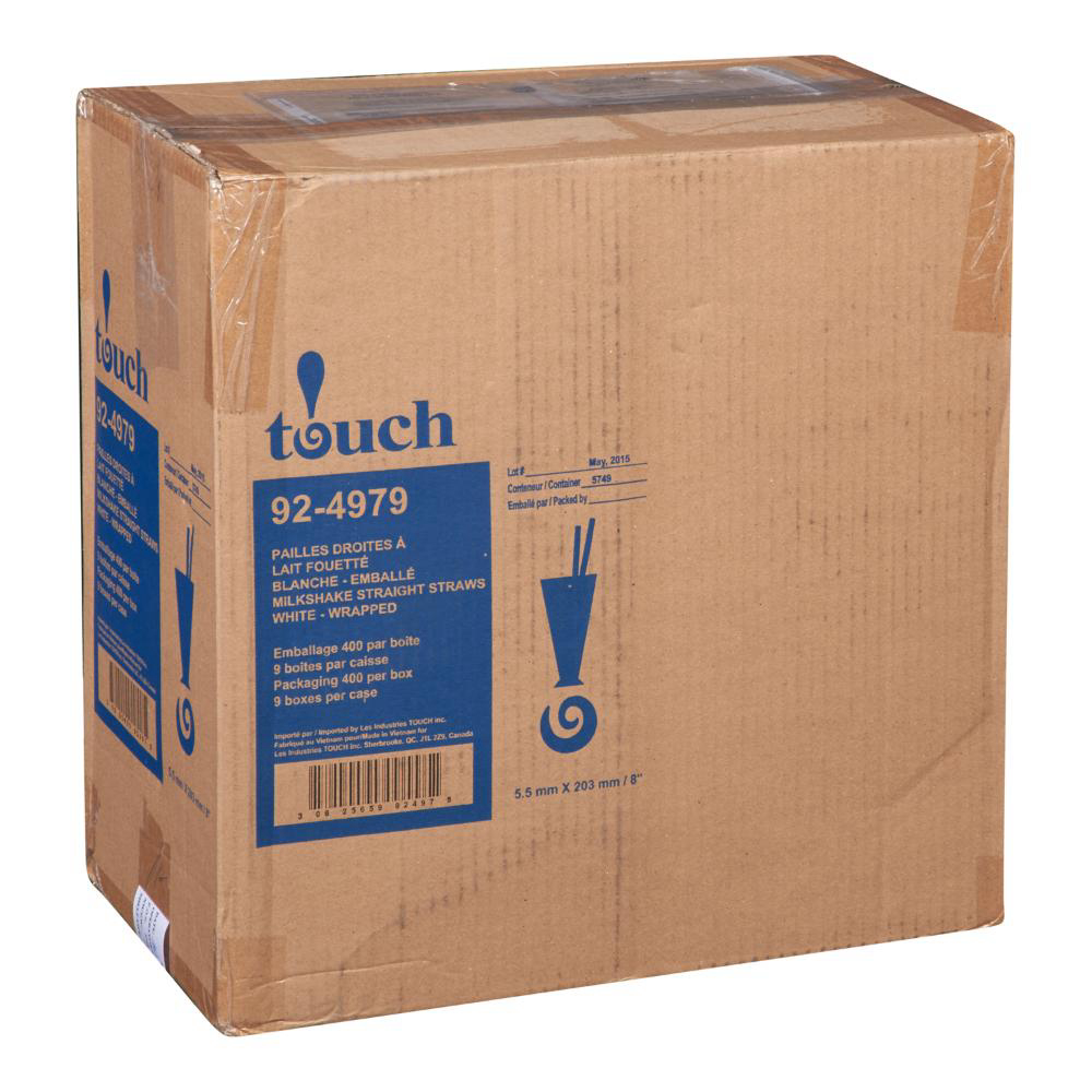Touch 8 in Polypropylene Individually Wrapped Milkshake Straw, 400 ...